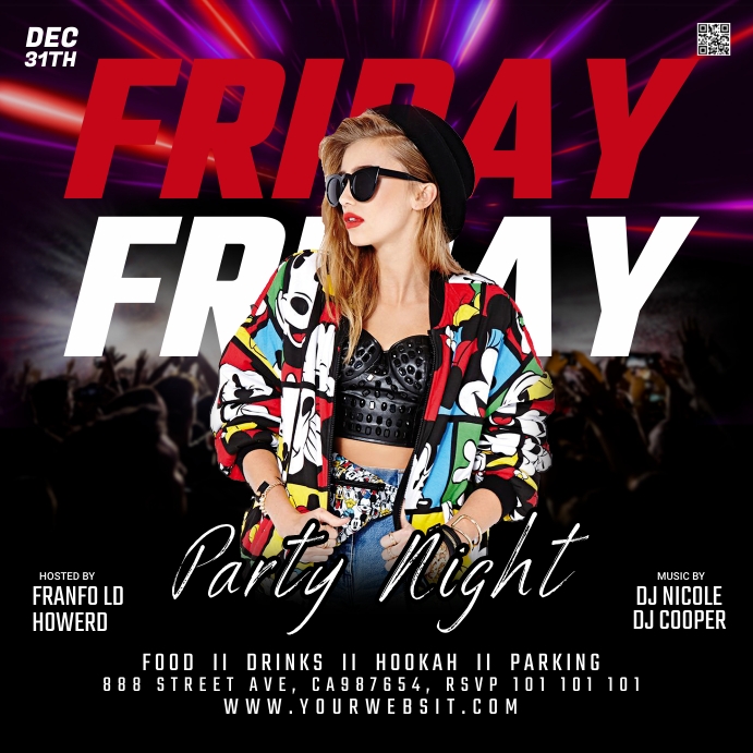 Friday night club party flyer Template | PosterMyWall