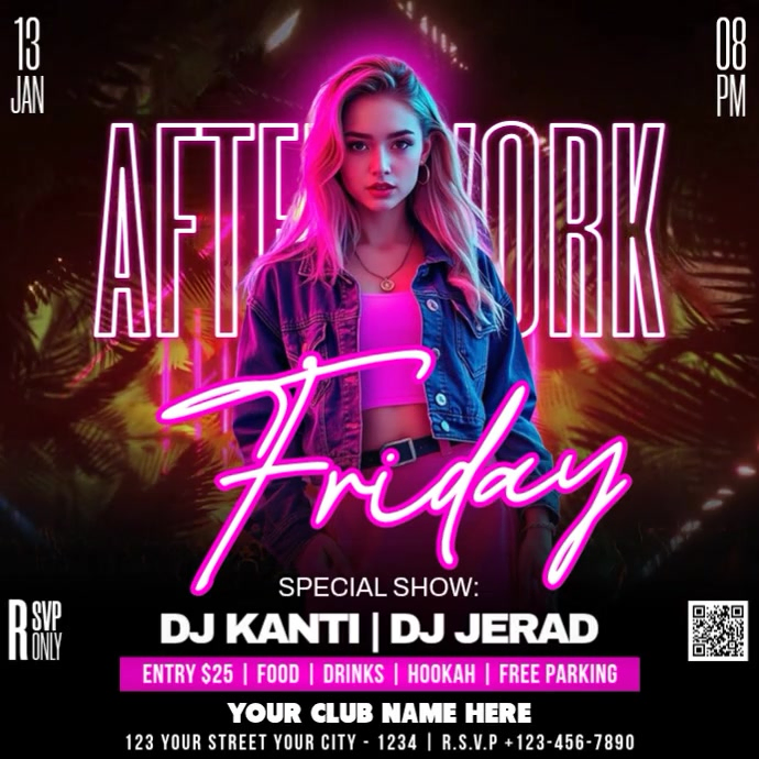 Plantilla de Friday night Club Party Template | PosterMyWall