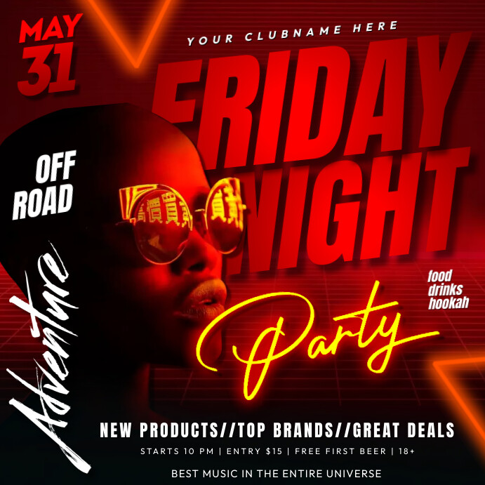 FRIDAY NIGHT CLUB Template | PosterMyWall