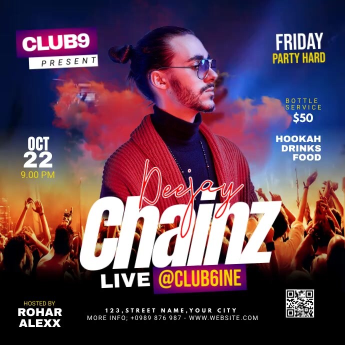 Friday night dj party Template | PosterMyWall