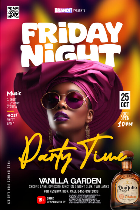 Friday Night Event Party Flyer Poster A4 | PosterMyWall