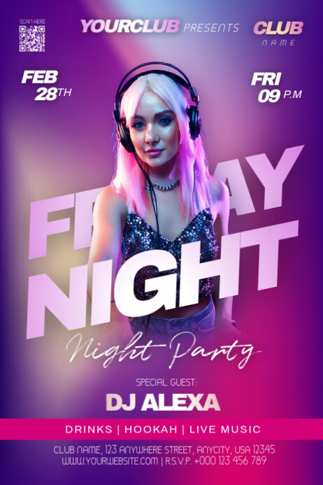 Friday Night Event Party Poster Flyer Template | PosterMyWall