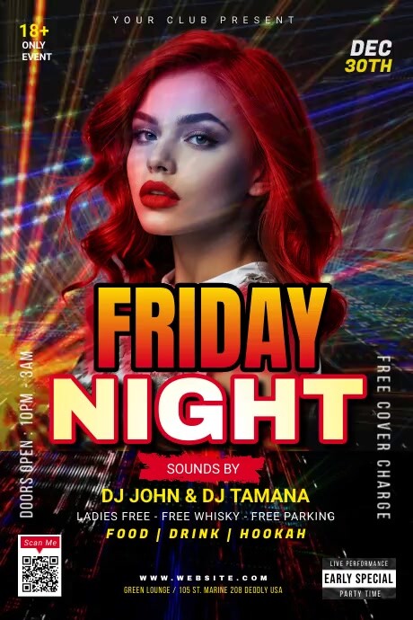 Plantilla de La Fiesta Del Viernes por La Noche | PosterMyWall