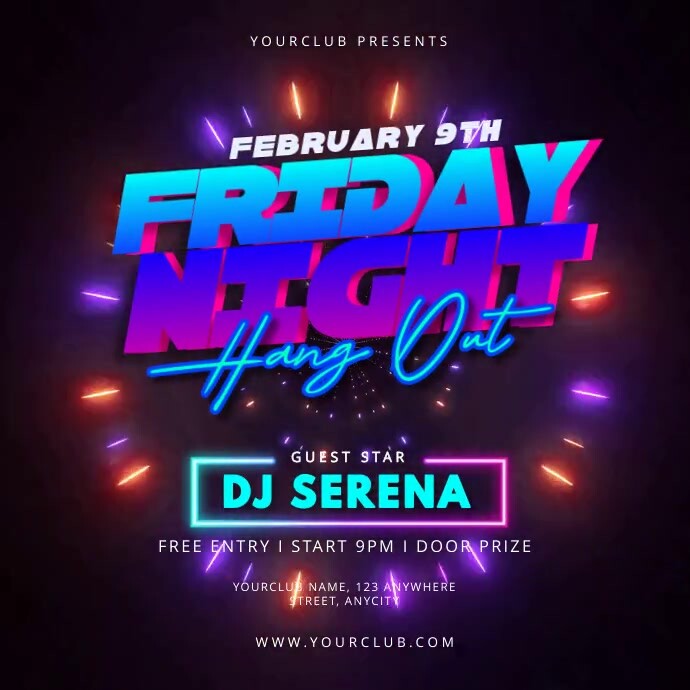 Friday Night Hang Out Party Template | PosterMyWall