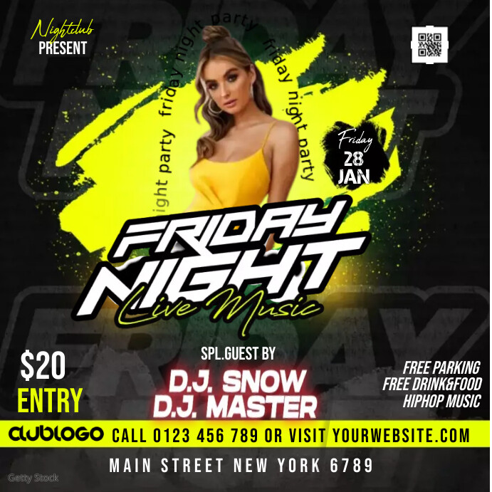 FRIDAY NIGHT MUSIC PARTY INSTAGRAM POST Template | PosterMyWall