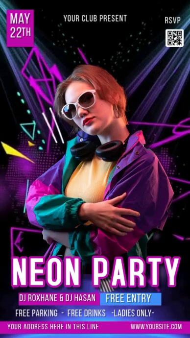 Friday Night Neon Club Flyer Template | PosterMyWall