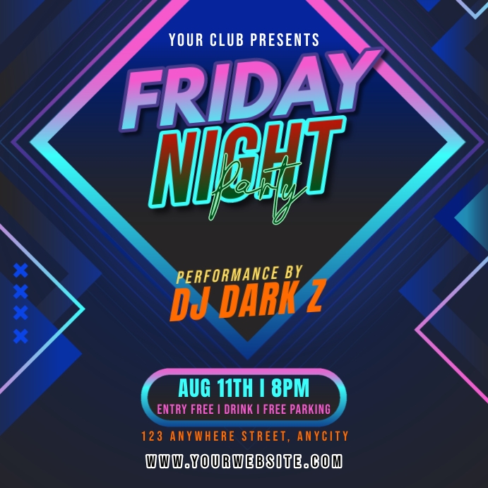 Friday Night Party Template | PosterMyWall