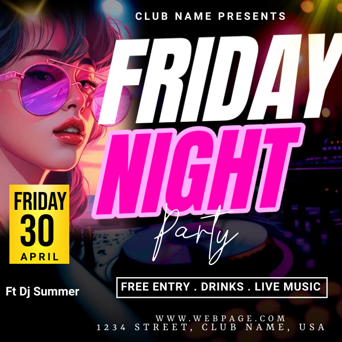 Friday night party Template | PosterMyWall