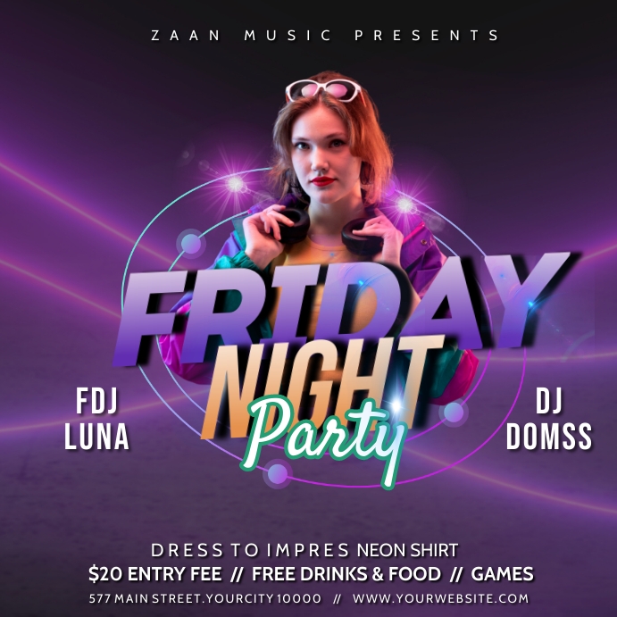 Friday Night Party Design Template | PosterMyWall