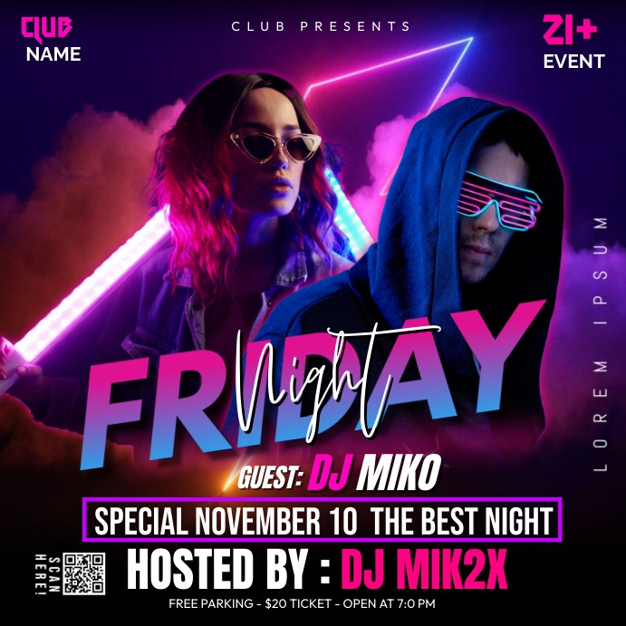 Friday Night Party Template | PosterMyWall