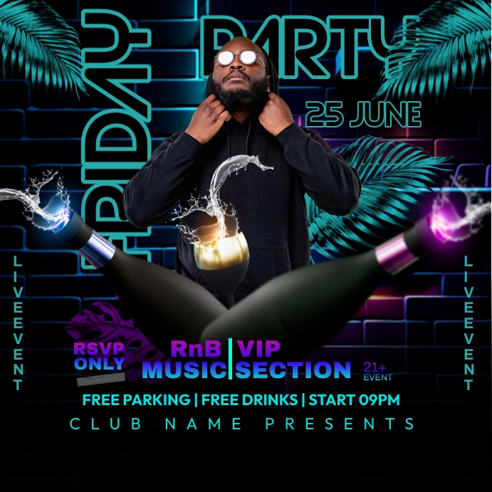 Friday Night Party Event Ads Template | PosterMyWall