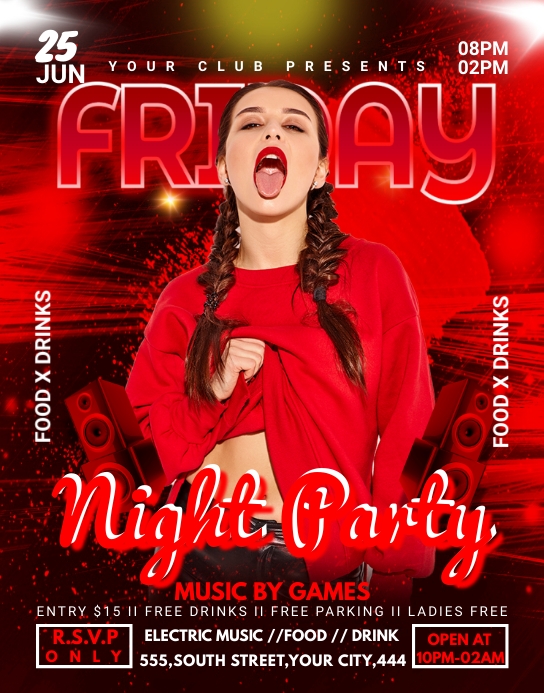 Friday night party flyer Template | PosterMyWall