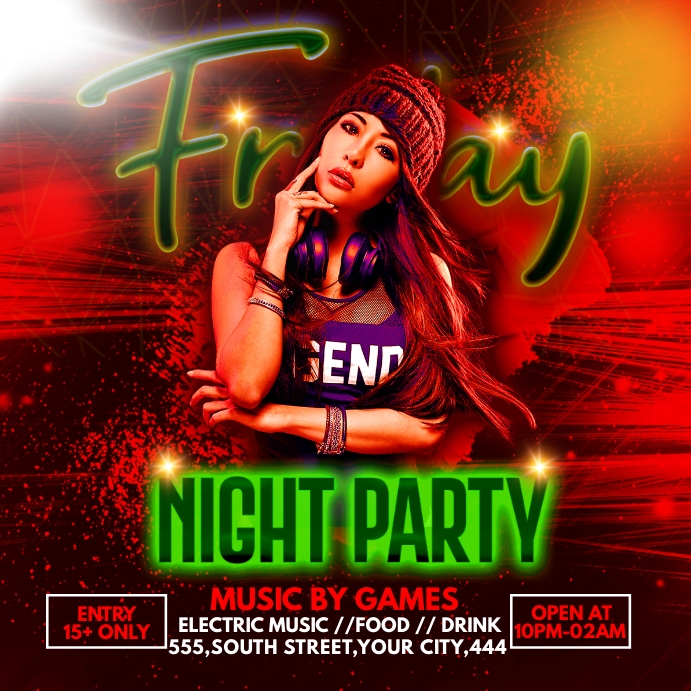 Friday night party flyer Template | PosterMyWall