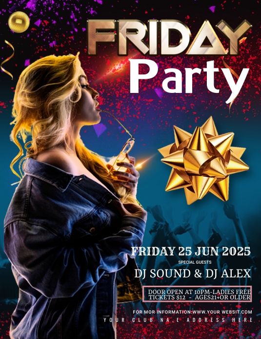 Friday night party flyer Template | PosterMyWall