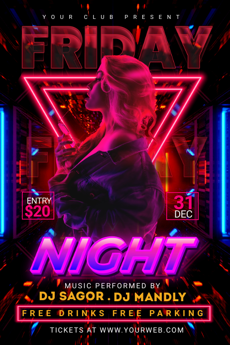 Friday Night Party Flyer Design Template | PosterMyWall