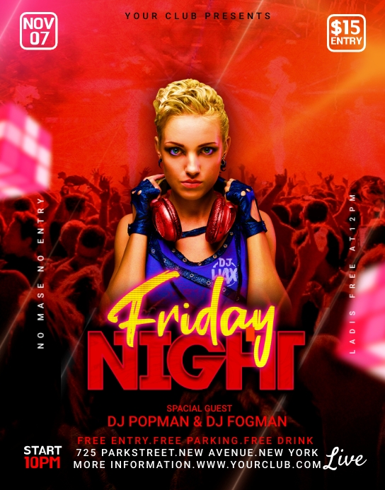 Friday night party flyer Template | PosterMyWall
