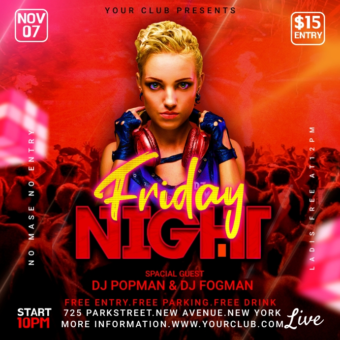 Friday night party flyer Template | PosterMyWall