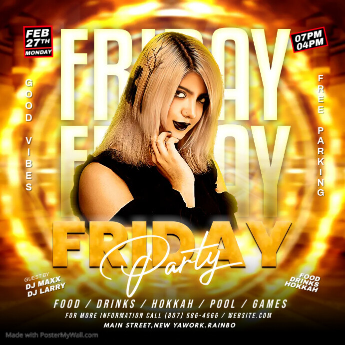 Friday Night Party FLyer Template | PosterMyWall