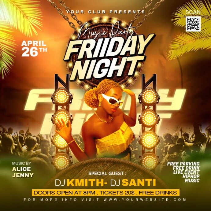 Plantilla de Friday Night Party Flyer | PosterMyWall