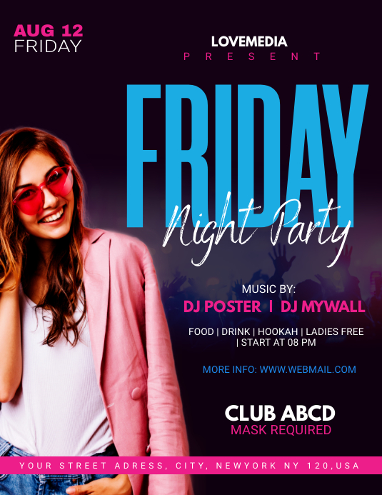 Friday Night Party Flyer Design Template | PosterMyWall