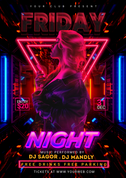 Friday Night Party Flyer Design Template | PosterMyWall