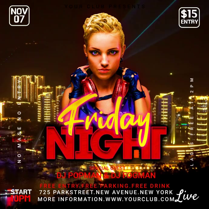 Friday Night Party Flyer Template | PosterMyWall