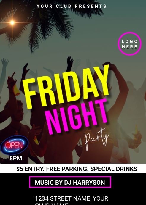 Friday night party flyer Template | PosterMyWall