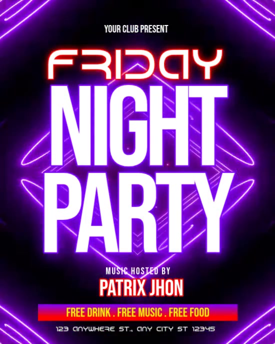 Copy of Friday night party instagram portrait | PosterMyWall