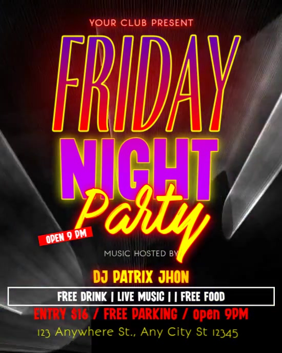 Plantilla de Friday night party instasgram portrait | PosterMyWall