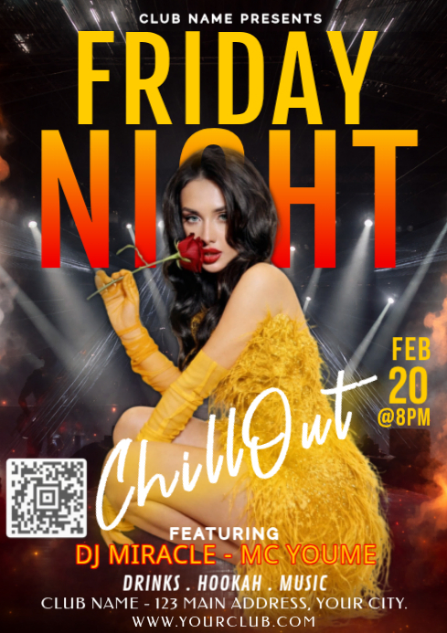 Friday Night Party Invitation Social Media A4 Template | PosterMyWall