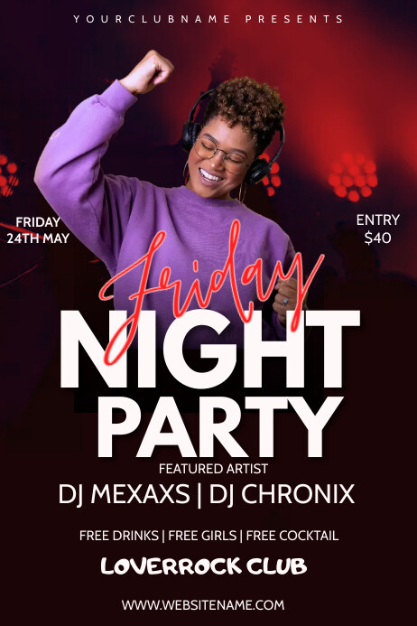 FRIDAY NIGHT PARTY POSTER (1) Template | PosterMyWall
