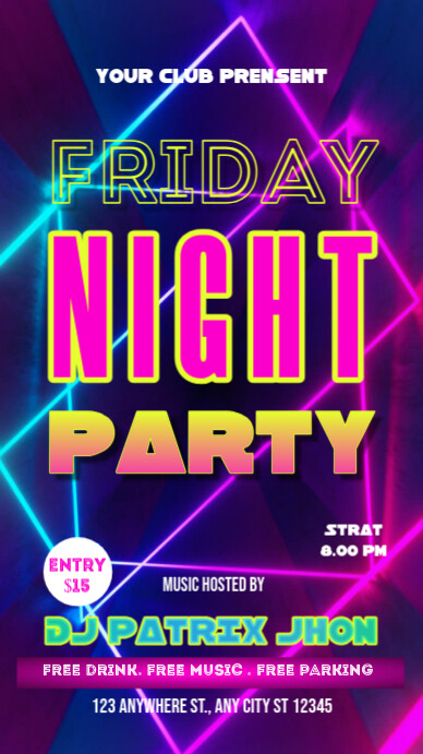 Friday night party poster Template | PosterMyWall