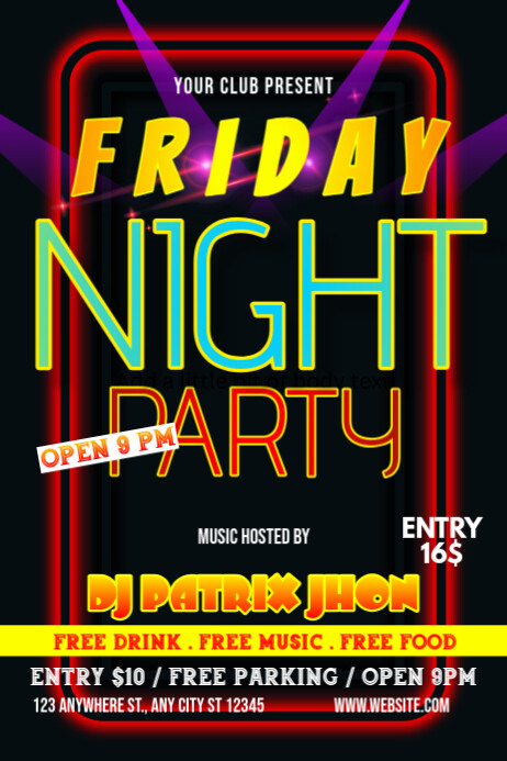 Friday night party poster Template | PosterMyWall