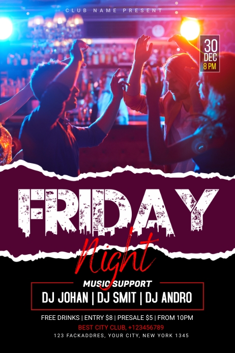Friday Night Party Poster Template | PosterMyWall