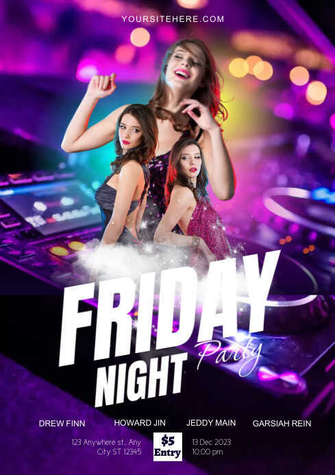 Friday Night Party Poster Template | PosterMyWall