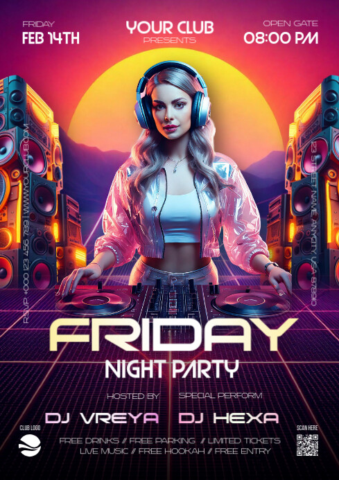 Copy of Friday Night Party Poster Event Flyer | PosterMyWall