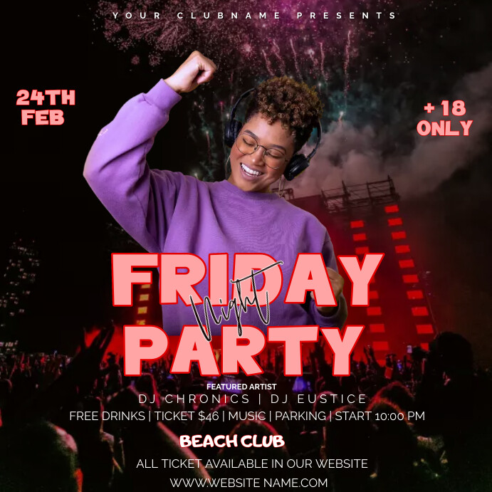 FRIDAY NIGHT PARTY POSTER FLYER Template | PosterMyWall