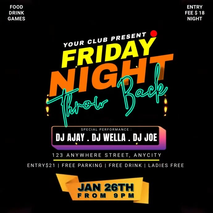 Friday Night Throw Back Template | PosterMyWall