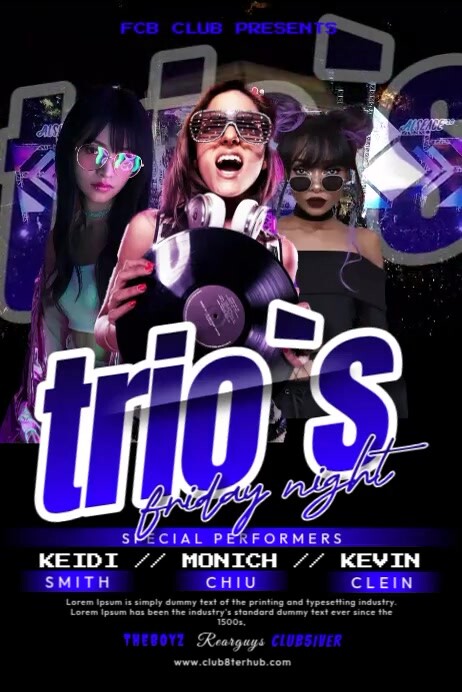 Plantilla de Friday Night Trio Party | PosterMyWall