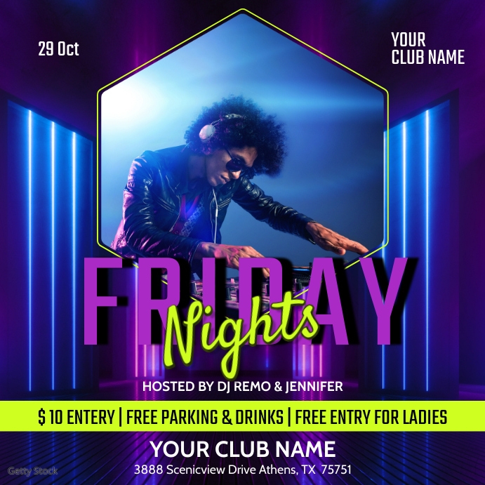 Friday Nights Party Instagram Post Template | PosterMyWall