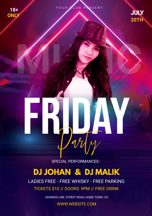 Friday party Flyer Template | PosterMyWall
