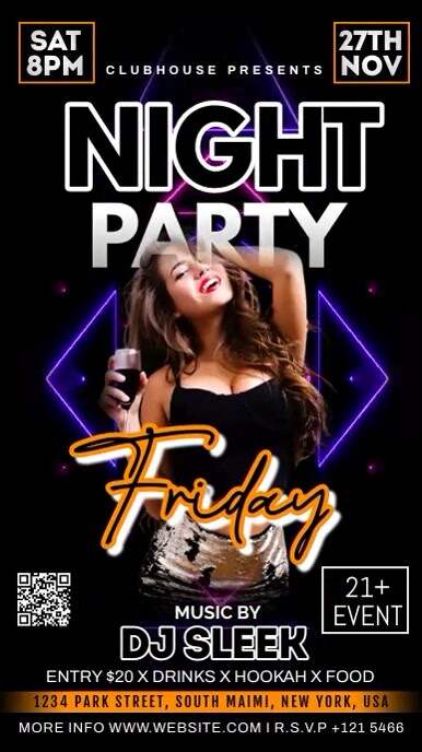 FRIDAY PARTY FLYER TEMPLATE POSTER | PosterMyWall