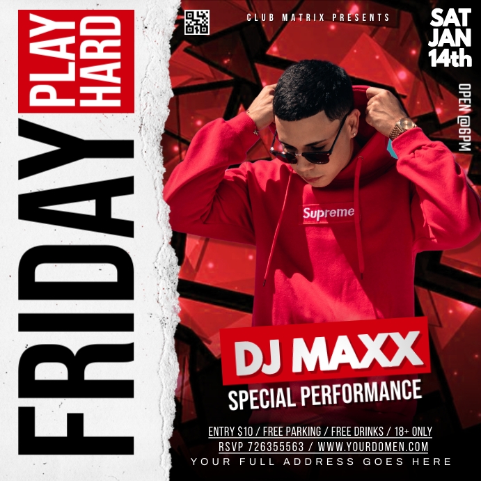 Copy of Friday play hard | PosterMyWall