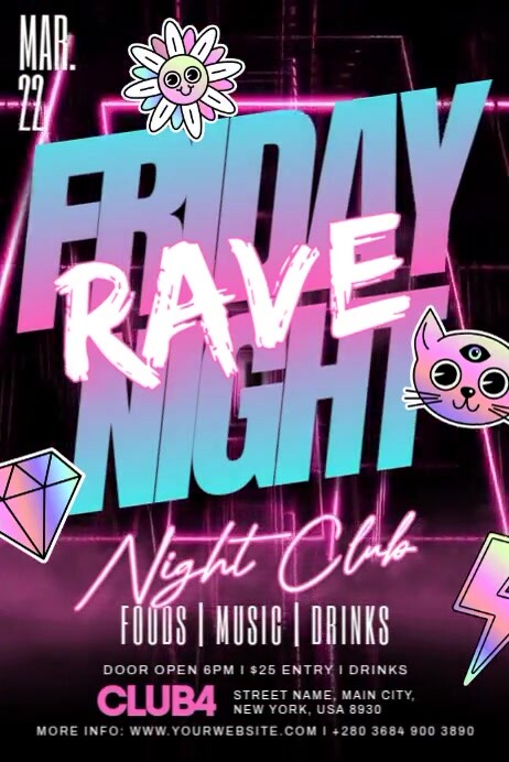 Friday Rave Night Template | PosterMyWall
