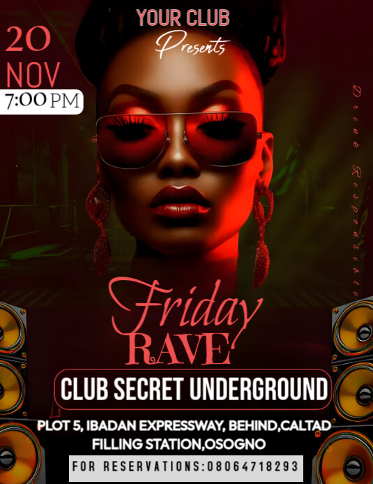Friday Rave Vibes Party Flyer (us Letter) Template | PosterMyWall