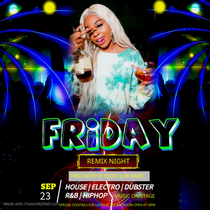 FRIDAY REMIX NIGHT (3) Template | PosterMyWall