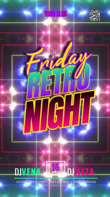 Friday Retro Night Party Template | PosterMyWall