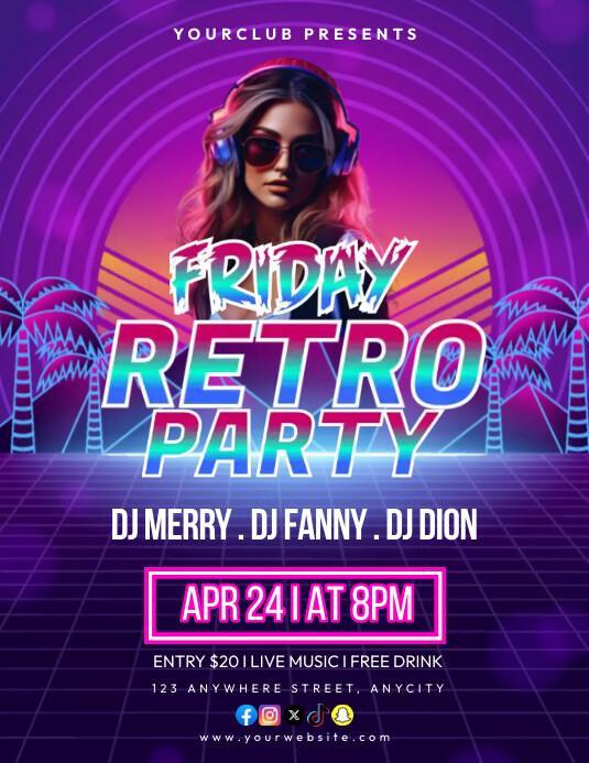 Plantilla de Friday Retro Party | PosterMyWall