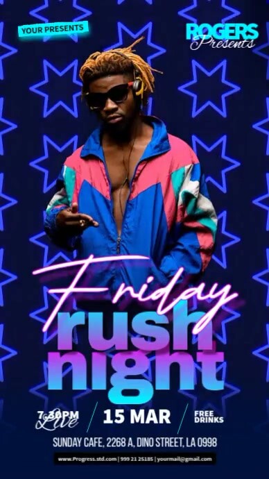 Friday Rush Night Template | PosterMyWall