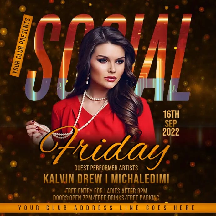 friday social night party Template | PosterMyWall